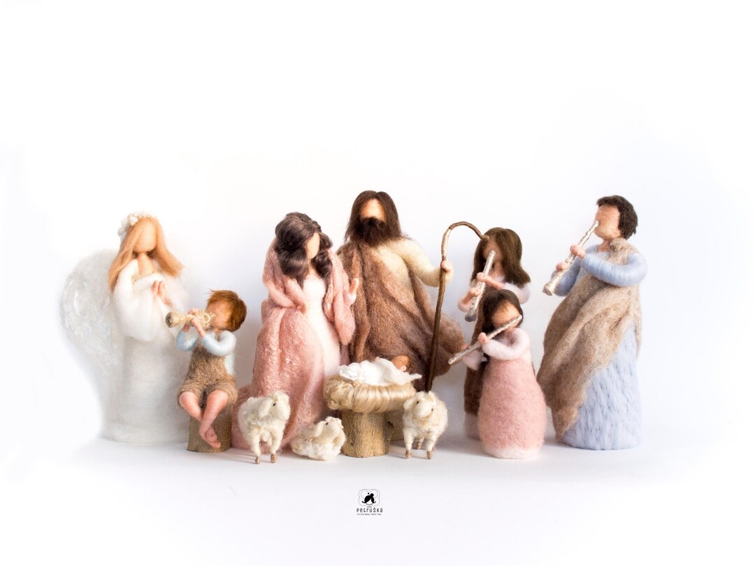 Personalized Needle Felted Wool Nativity Set – 11-piece Custom ...