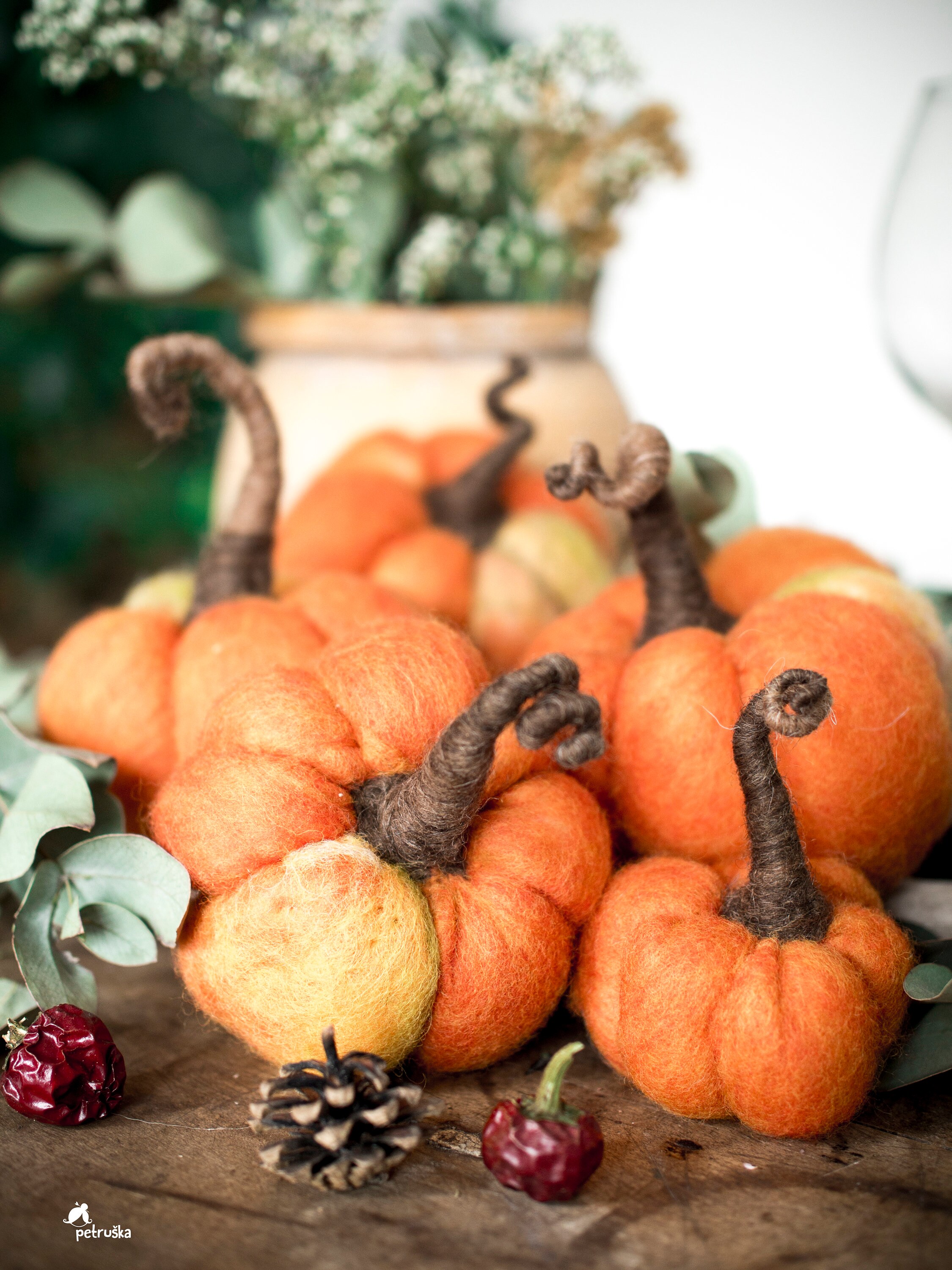 Felted Pumpkin Halloween Decorations Fall Decor DIFFERENT | Etsy