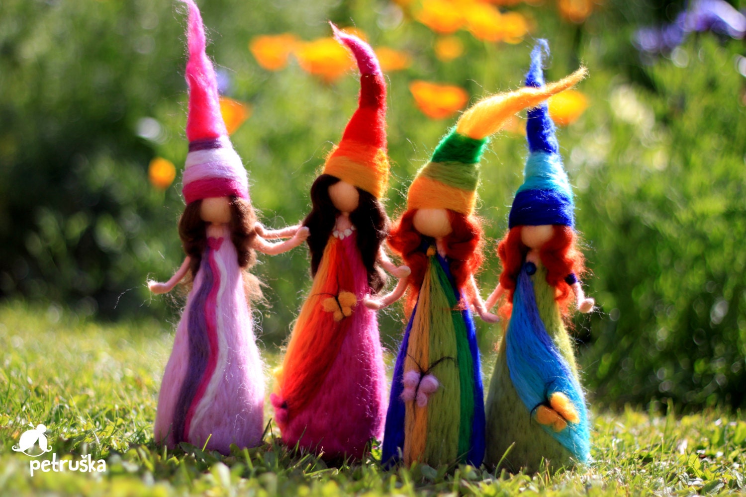 Needle Felted Rainbow Elf doll Wool doll Rainbow Fairy | Etsy