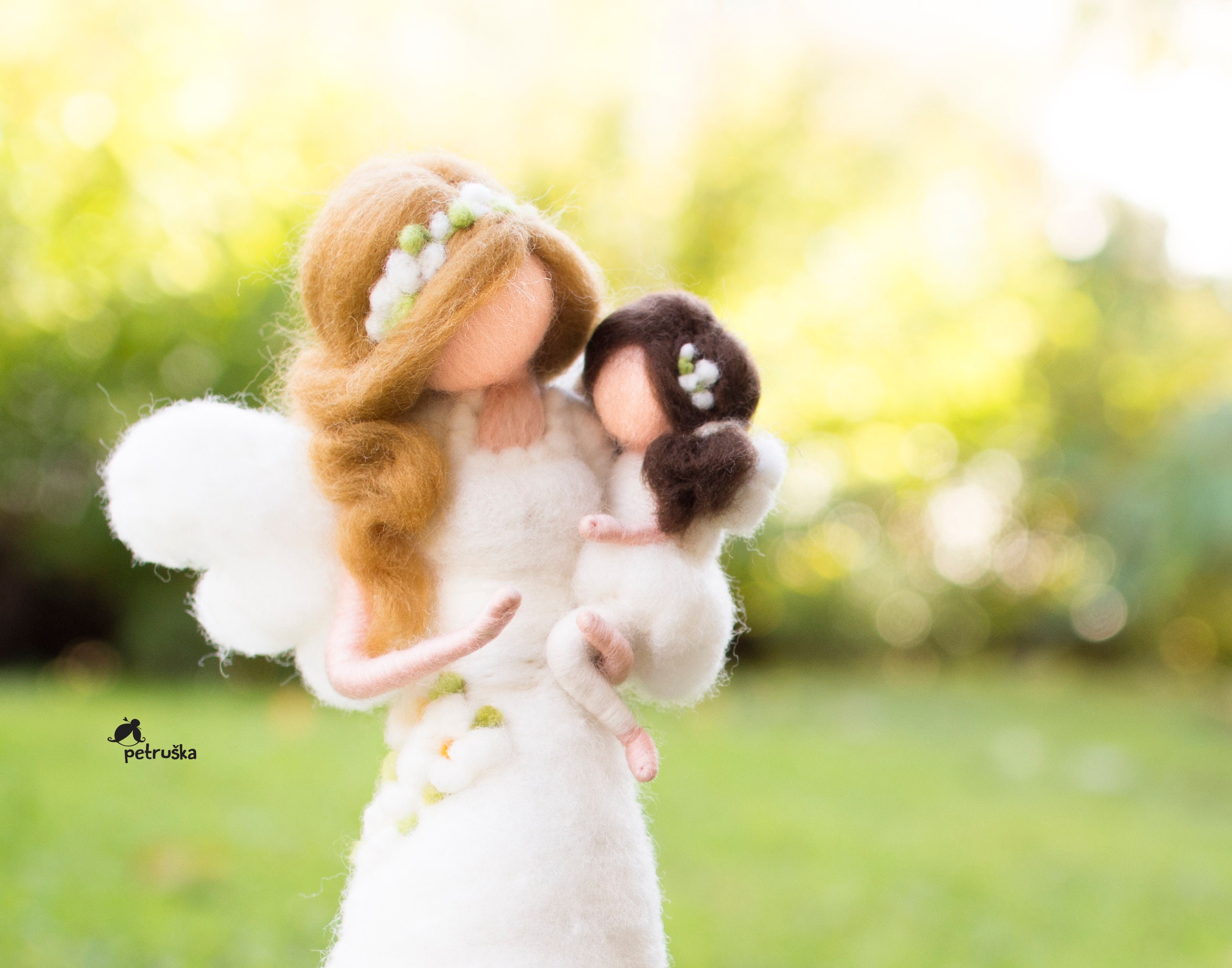 Needle Felted Guardian Angel Soft Art Doll Nursey Angel | Etsy