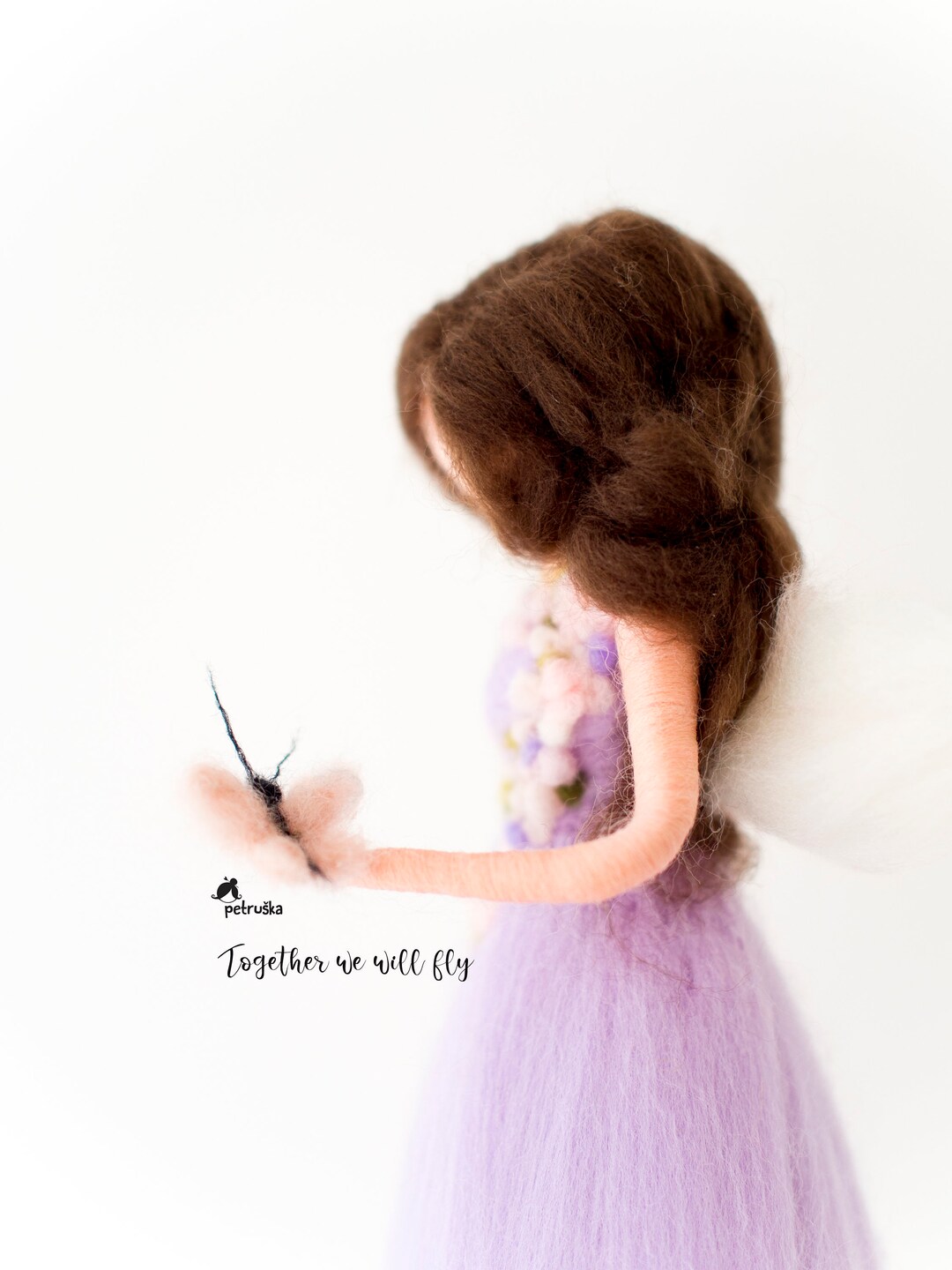 Angel Figurine Sympathy Gift, Felt Doll With Butterfly, Soft Art Doll ...