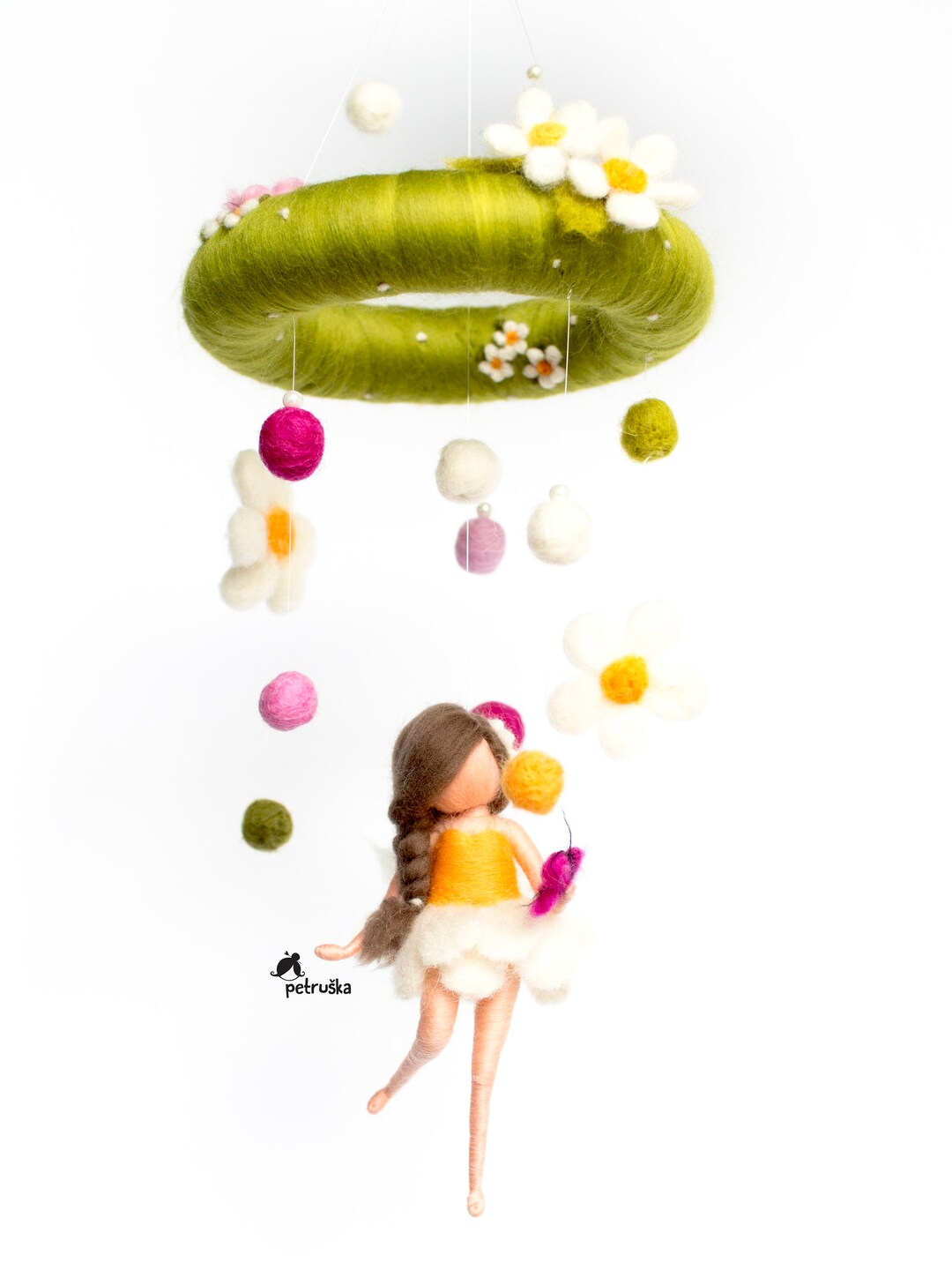 Daisy Fairy Mobile - Felted Fairy Mobile - Nursery Room Decor - Waldorf ...