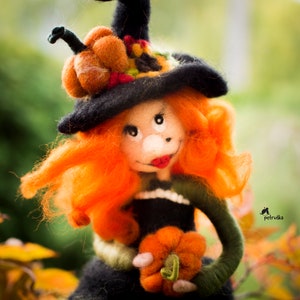 Needle Felted Fall Witch Decor, Soft Sculpture Witch, Fall Figurine - Etsy