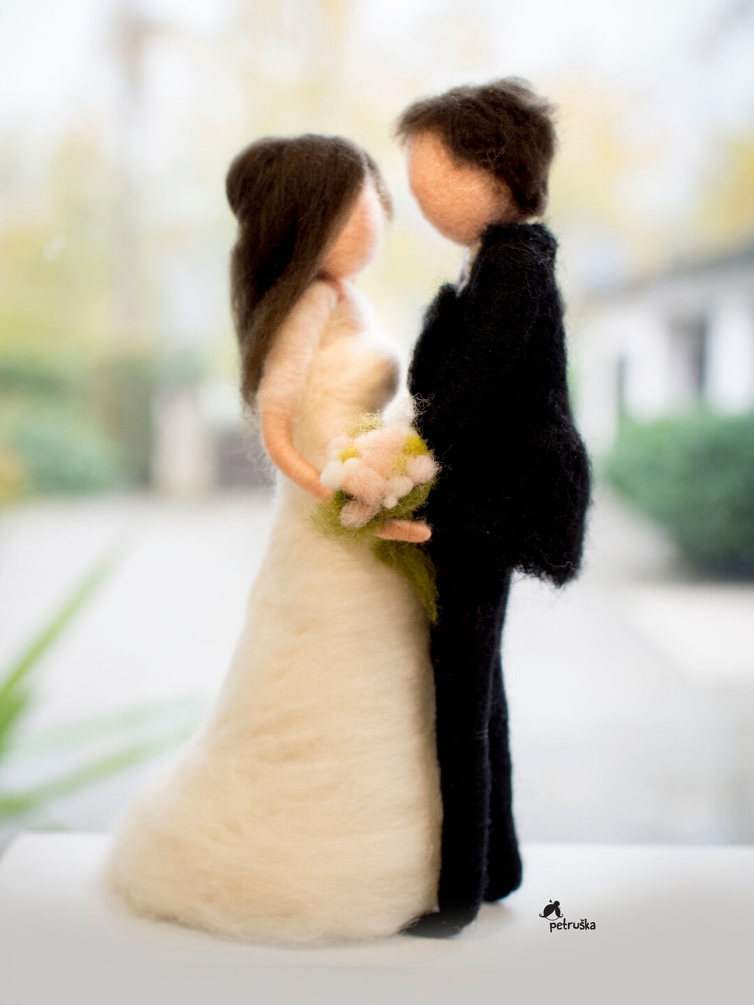 Needle Felted Bride and Groom Figurine - Wedding Figurines ...