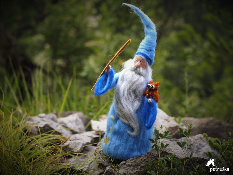 Needle Felted MERLIN Figurine Wizard Sculpture Personalized | Etsy