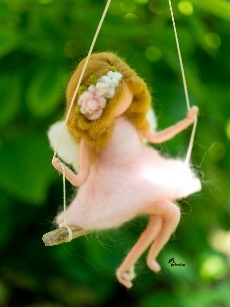 Needle Felted Fairy Figurine Hanging Mobile Flower Fairy - Etsy