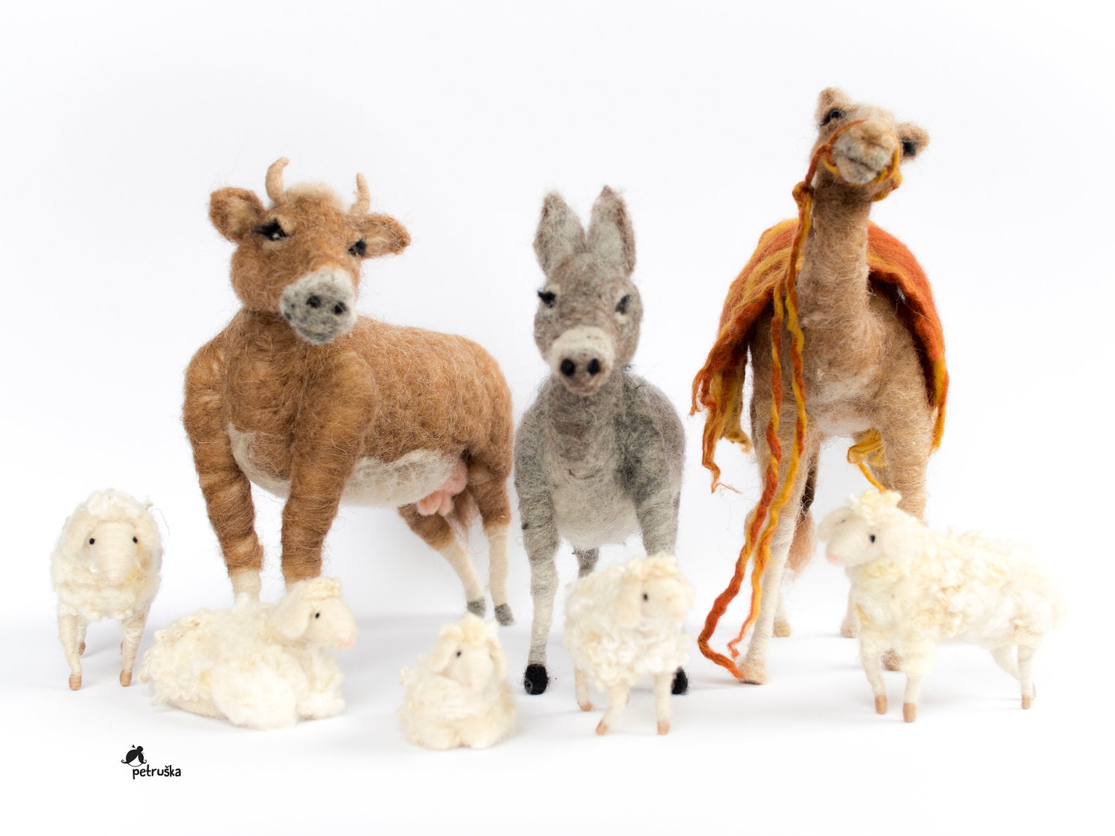 Needle Felted NATIVITY SETS Holy Family and Sheep Size | Etsy