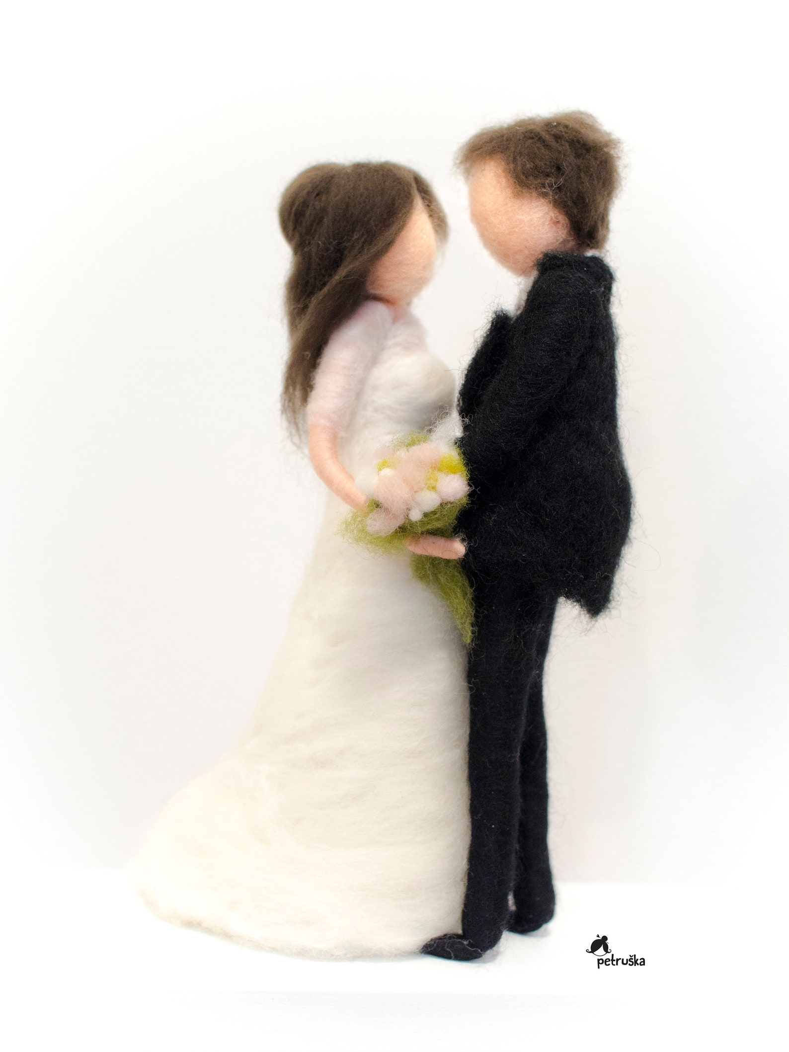 Needle Felted Bride and Groom Figurine Wedding Figurines Personalized ...