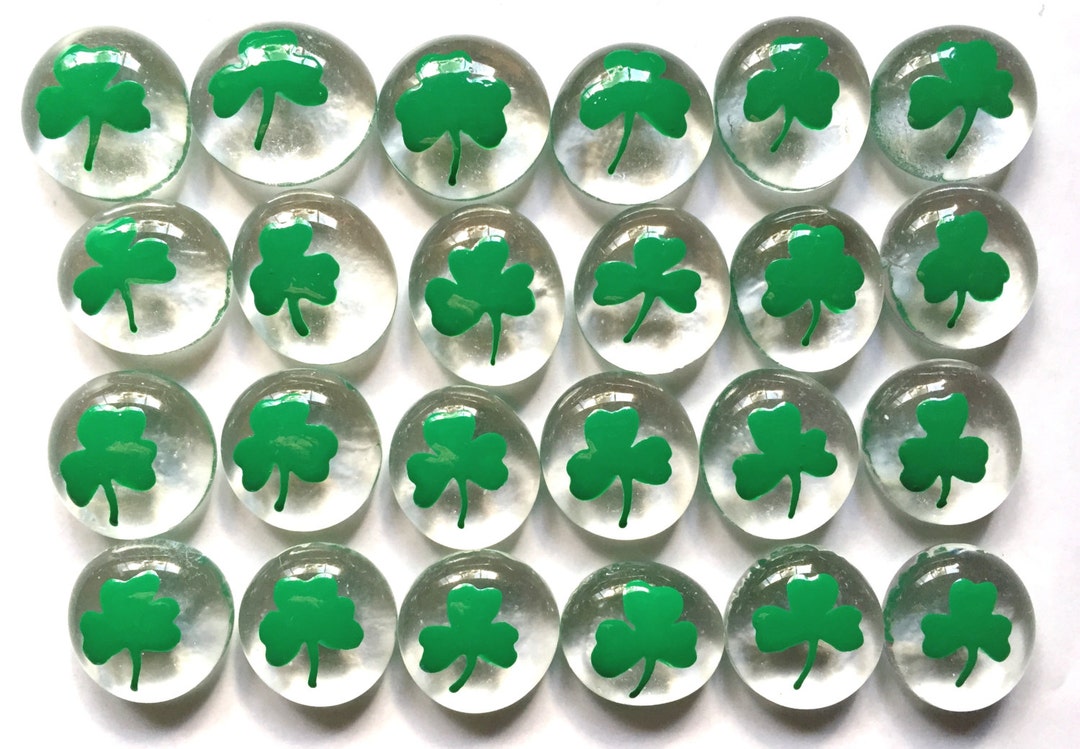 Hand Painted Shamrock Glass Gems, Irish Party Favors, Crafts (set of 24 ...