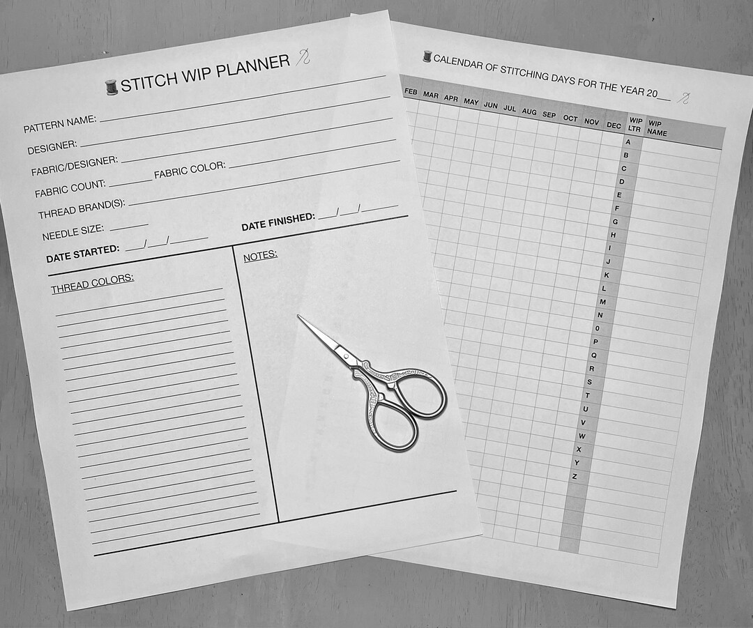 WIP Stitch Planner and Yearly Stitching Days Calendar - Etsy