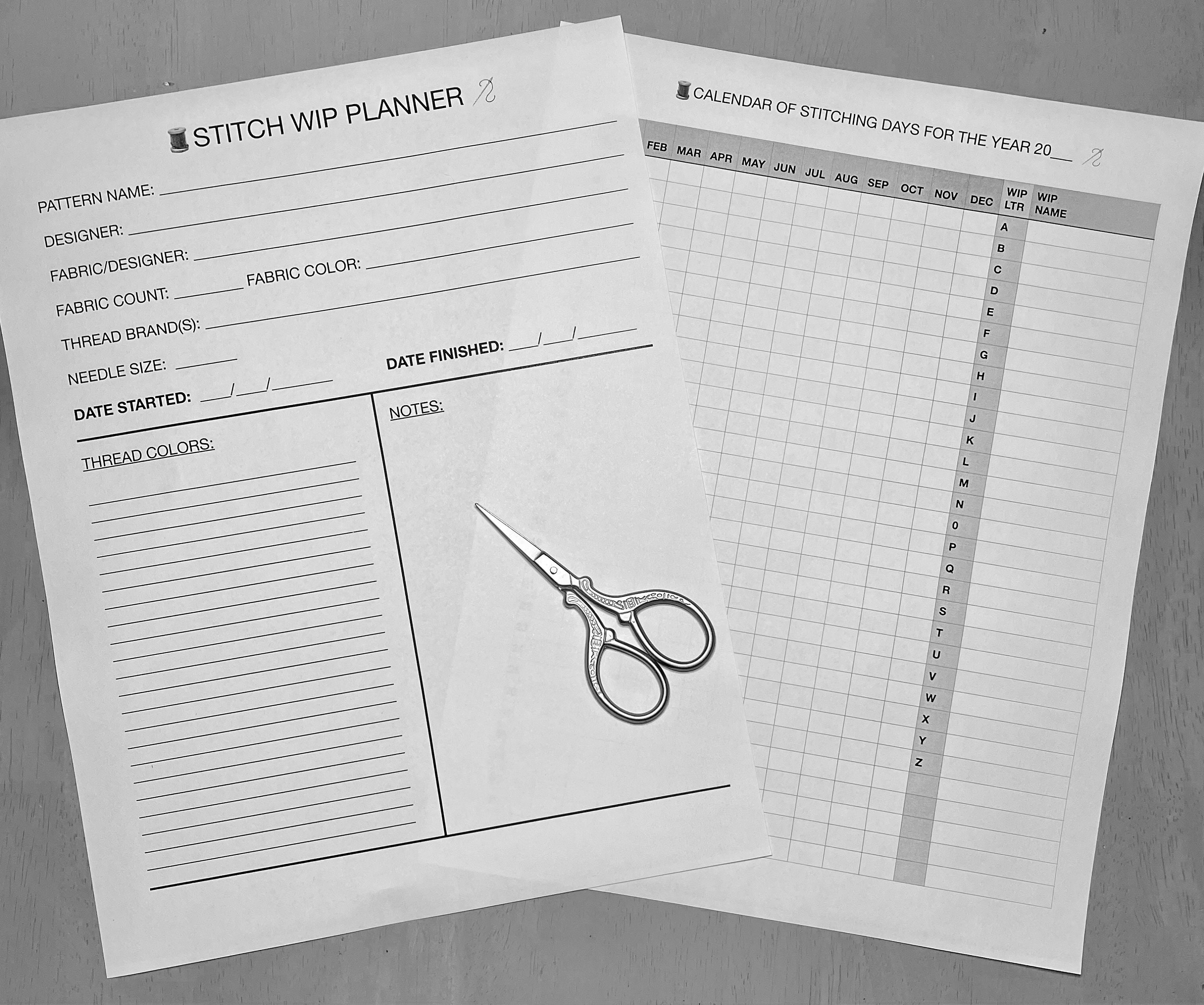 WIP Stitch Planner and Yearly Stitching Days Calendar - Etsy