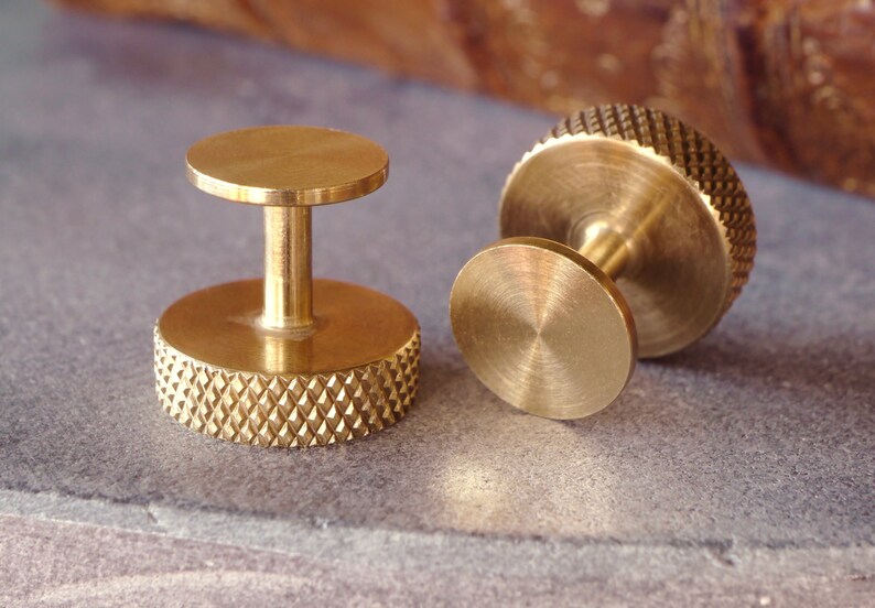 Personalized Leather & Brass Cufflinks: Knurled Initial Cufflinks - Etsy