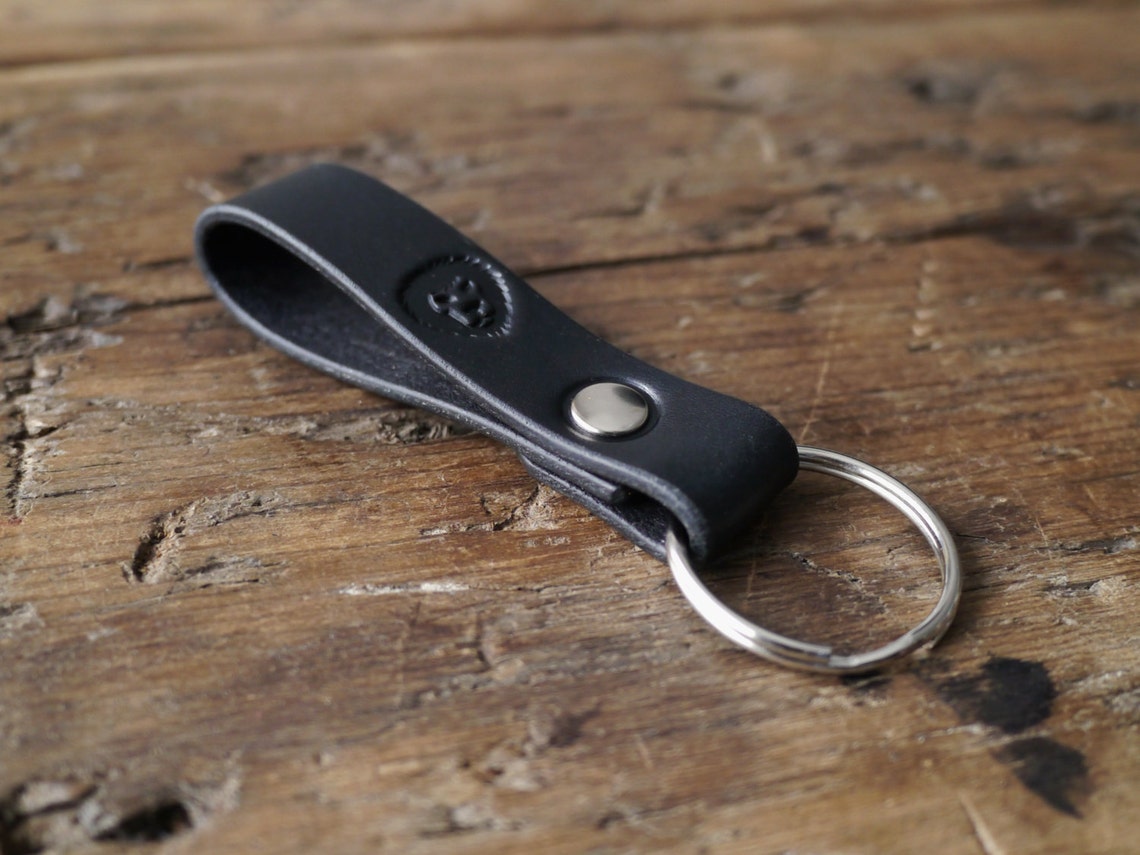 Leather Key Fob Leather Key Chain Riveted Leather Keyring | Etsy