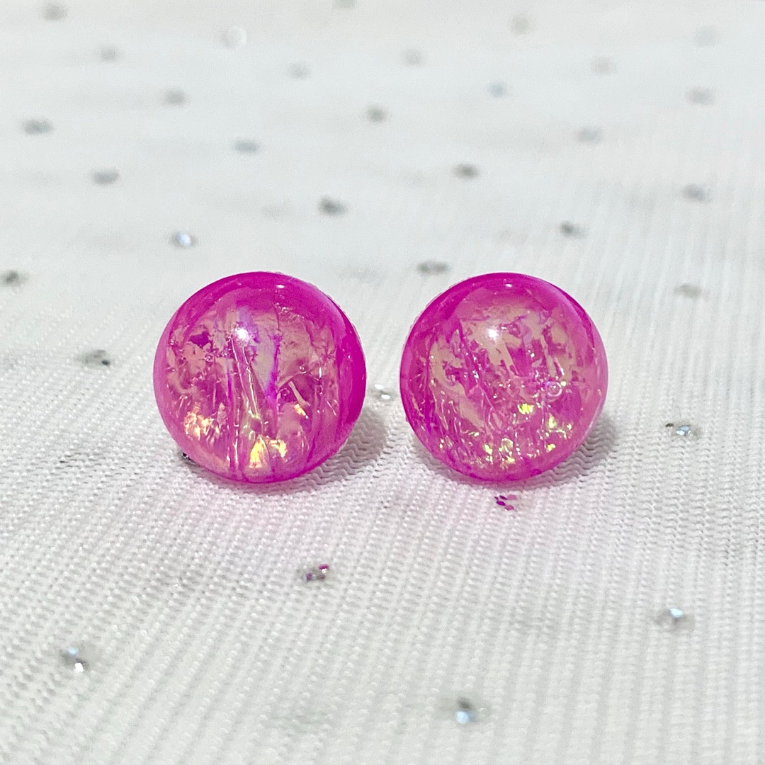 Pendientes de ópalo rosa Pendientes de resina rosa - Etsy España