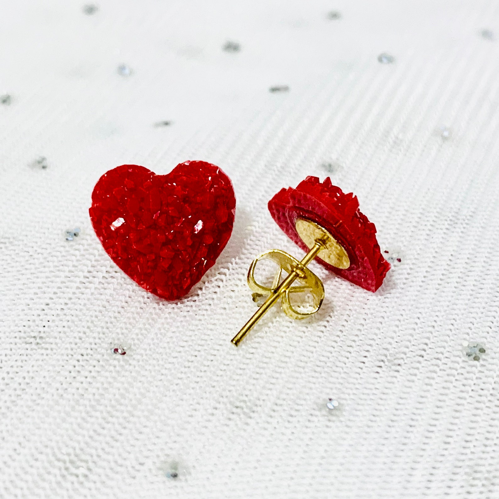 Heart Earrings Red Stud Earrings Cute Earrings Earring | Etsy