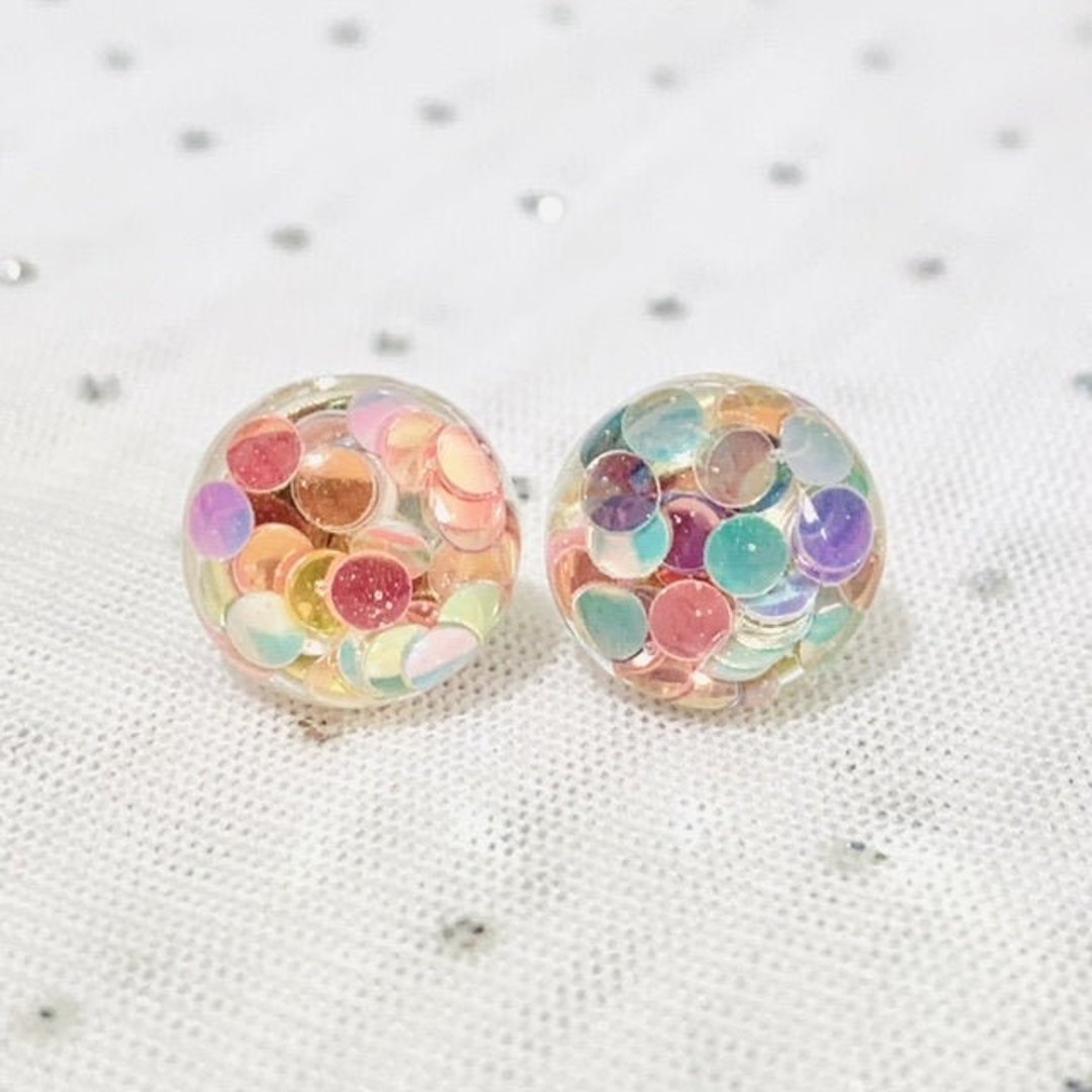 Resin Earrings Fun Earrings Unique Earrings Rainbow Stud Earrings ...