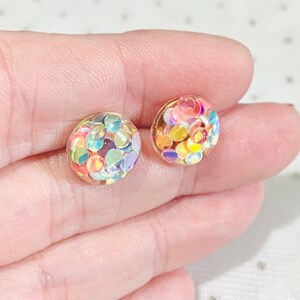 Resin Earrings Fun Earrings Unique Earrings Rainbow Stud Earrings ...