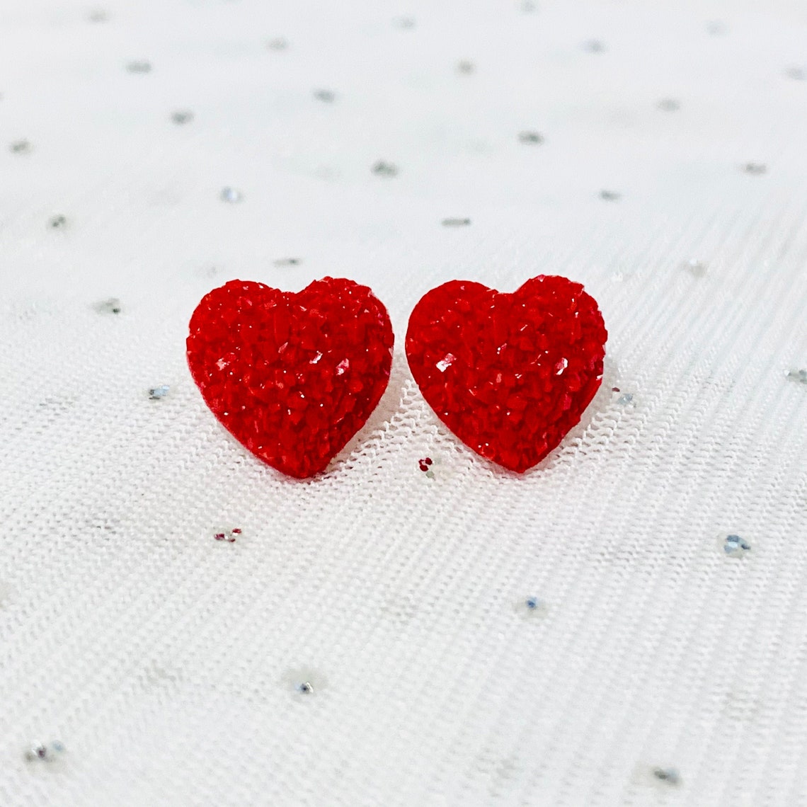 Heart Earrings Red Stud Earrings Cute Earrings Earring - Etsy