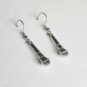 Microphone Dangle Earrings: Rock N Roll Musician Gift - Etsy
