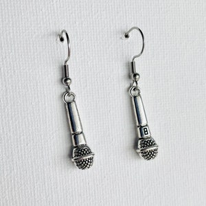 Microphone Dangle Earrings: Rock N Roll Musician Gift - Etsy