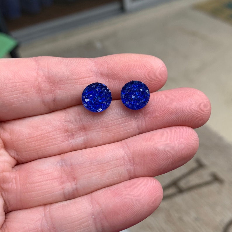 Cobalt Blue Stud Earrings Royal Blue Wedding Jewelry | Etsy