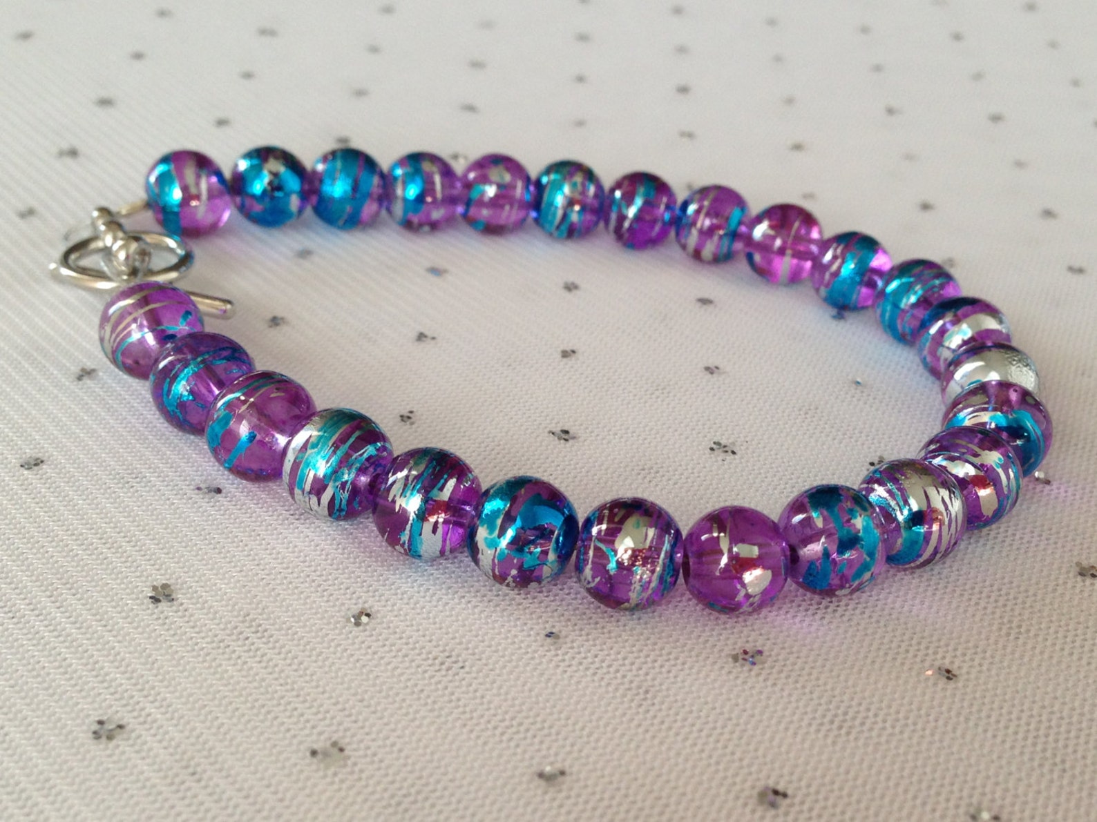Purple and Blue Multicolored Bracelet Purple Beaded Bracelet - Etsy