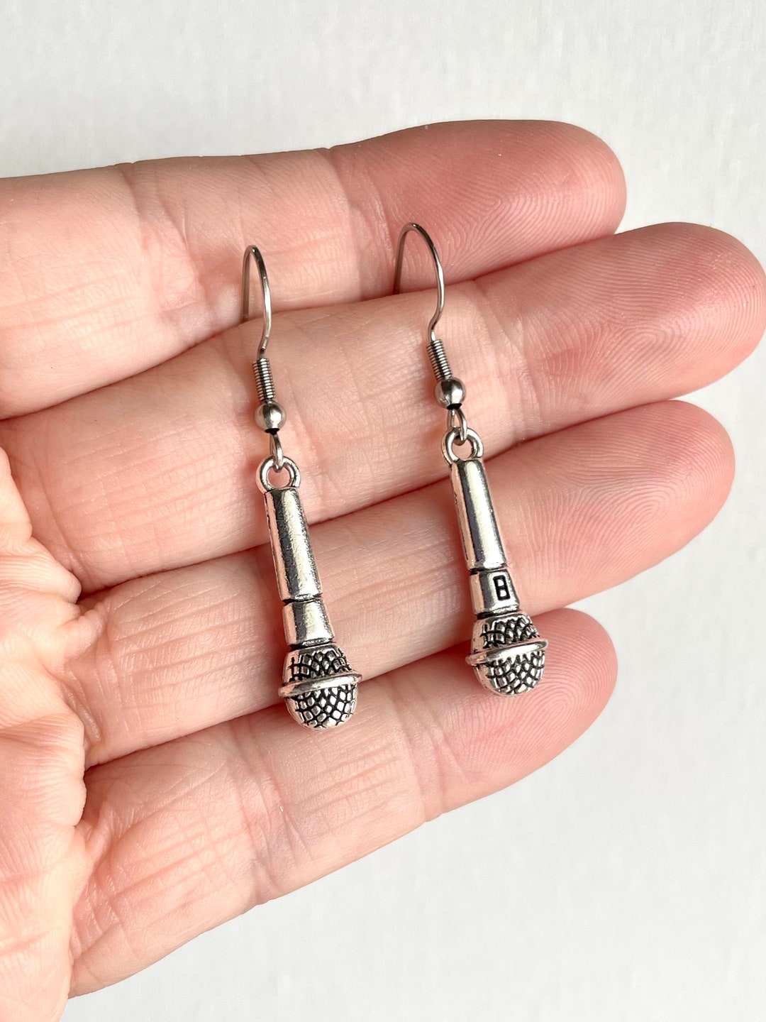 Microphone Dangle Earrings: Rock N Roll Musician Gift - Etsy