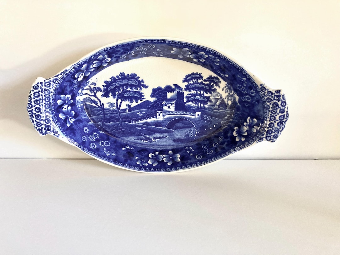 Spode Tower Copeland Blue Oval Dish - Etsy