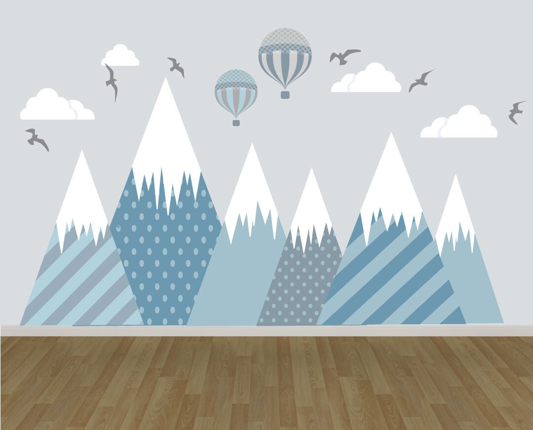 Mountain Decal Stickers, Large Mountain Wall Decals, Reusable Fabric ...