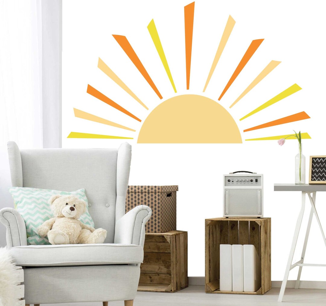 Rising Sun Wall Decal | Boho Sun Decal | Half Sun Decal - Etsy