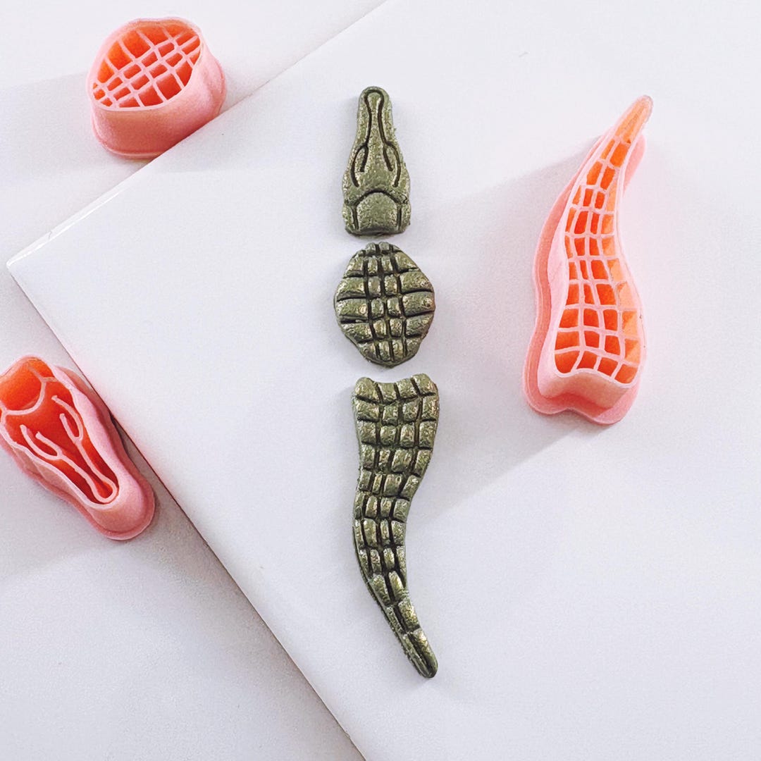 GATOR DANGLE - 3 Polymer Clay Cutters - Clay Imprint - Embossed Stamp ...