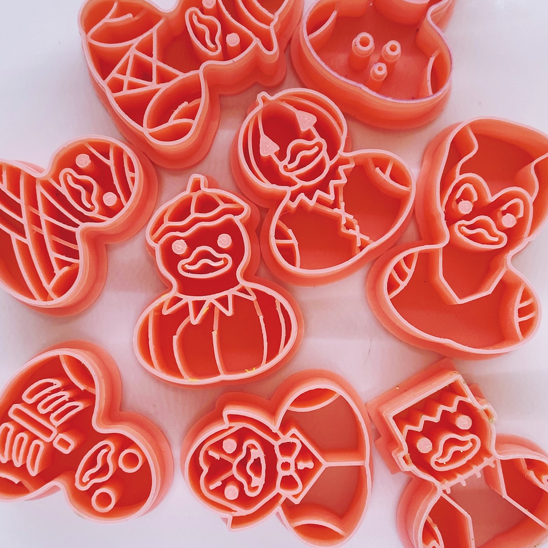 SPOOKY DUCKIE SET - 12 Polymer Clay Cutters - Clay Imprint - Embossed ...