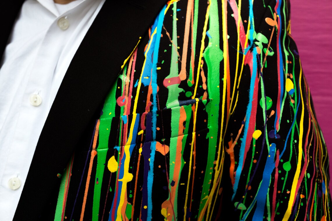 Rainbow Painted Jacket - Rainbow Costume for Men - Mardi Gras Costume ...