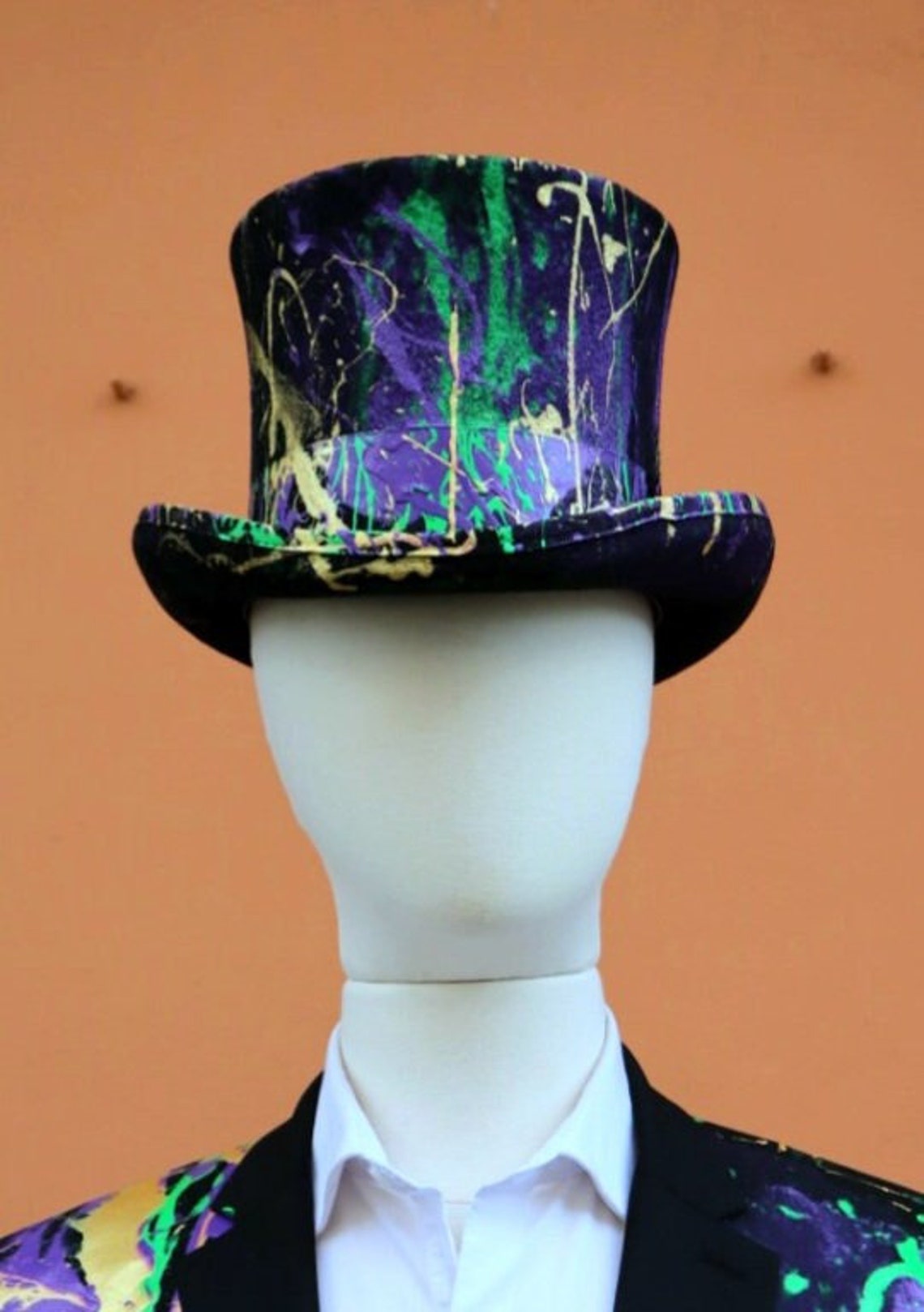 CUSTOM TOP Hat Painted Your Colors - Gold Top Hat Purple Green Blue ...