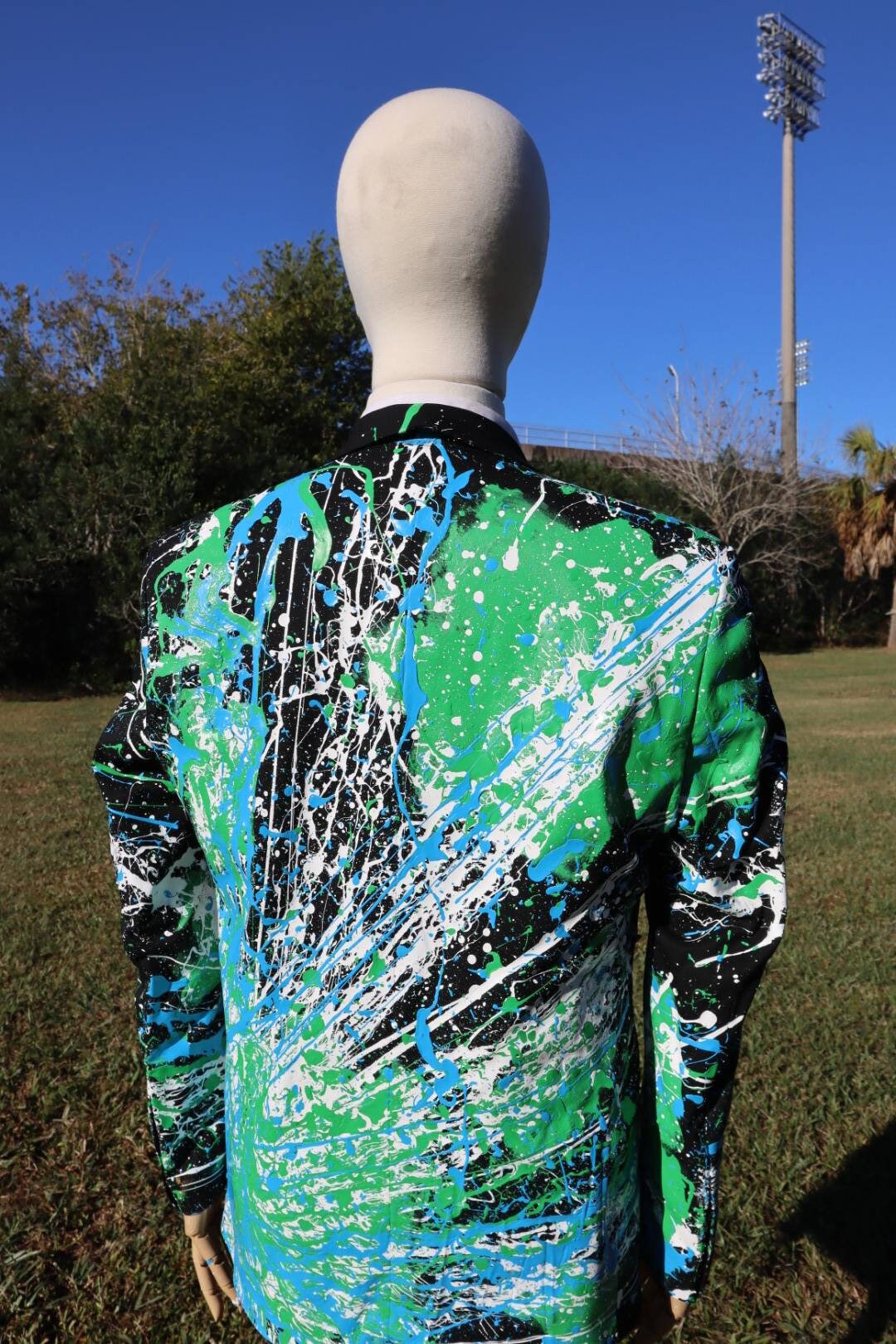 Men's Hand Painted Jacket Blazer Suit Custom Resortwear Big and Tall ...