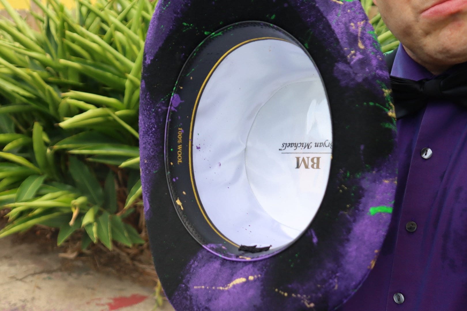 CUSTOM TOP Hat Painted Your Colors - Gold Top Hat Purple Green Blue ...