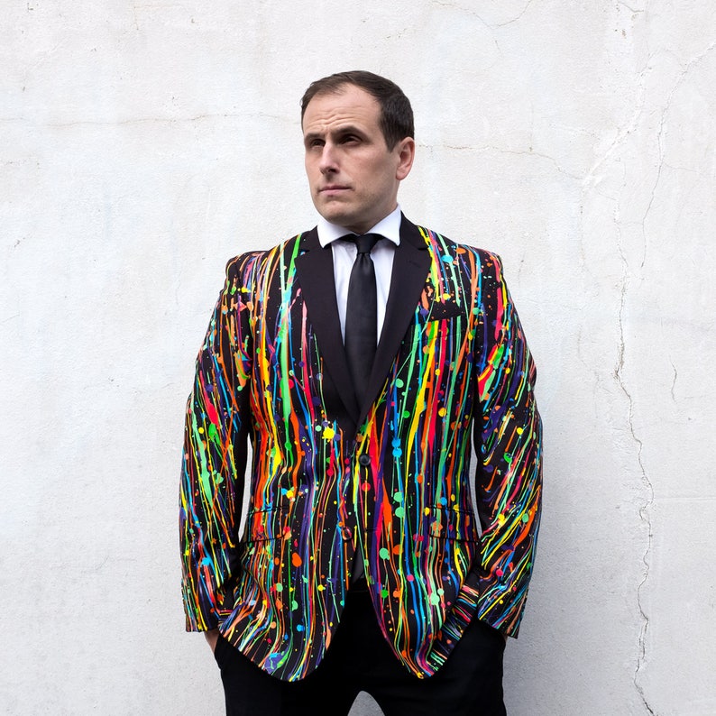 Rainbow Painted Jacket - Rainbow Costume for Men - Mardi Gras Costume ...