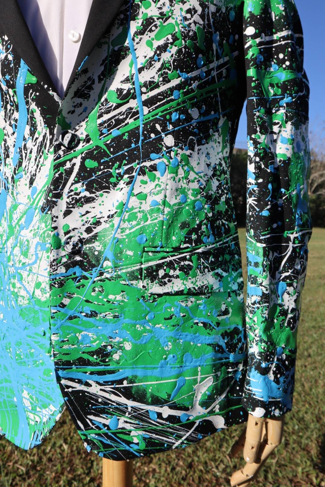 Men's Hand Painted Jacket Blazer Suit Custom Resortwear Big and Tall ...