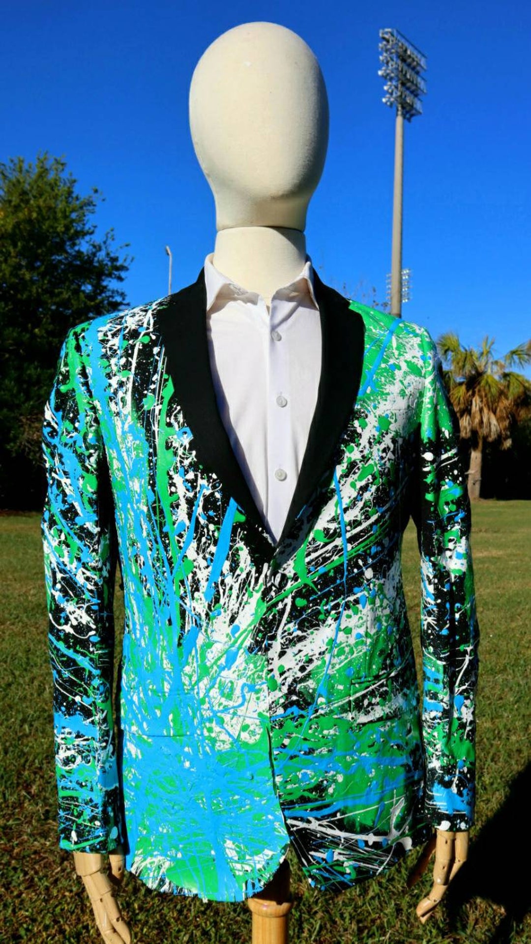 Men's Hand Painted Jacket Blazer Suit Custom Resortwear Big and Tall ...
