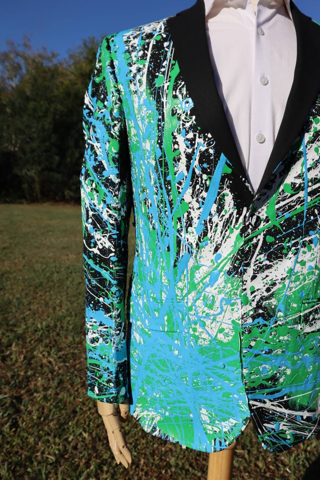 Men's Hand Painted Jacket Blazer Suit Custom Resortwear Big and Tall ...