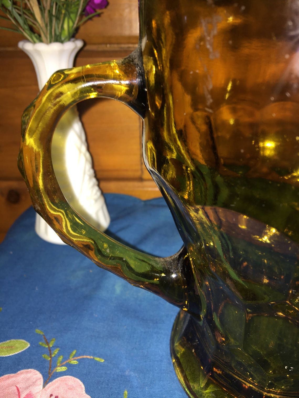 Vintage Amber Glass/yellow Glass Water Pitcher by Viking Glass - Etsy
