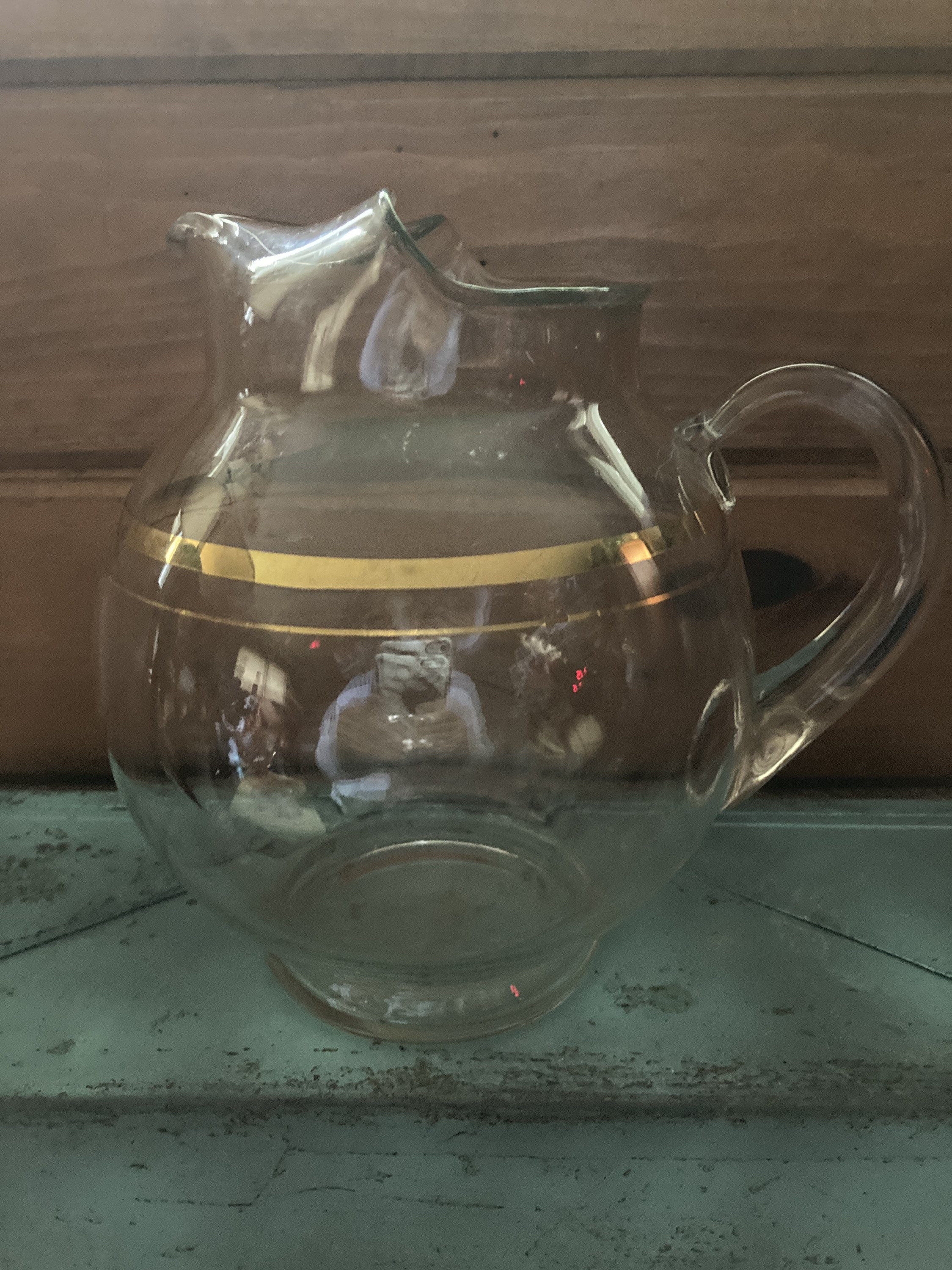 Vintage Round Bubble Shape Clear Glass Pitcher With Double | Etsy