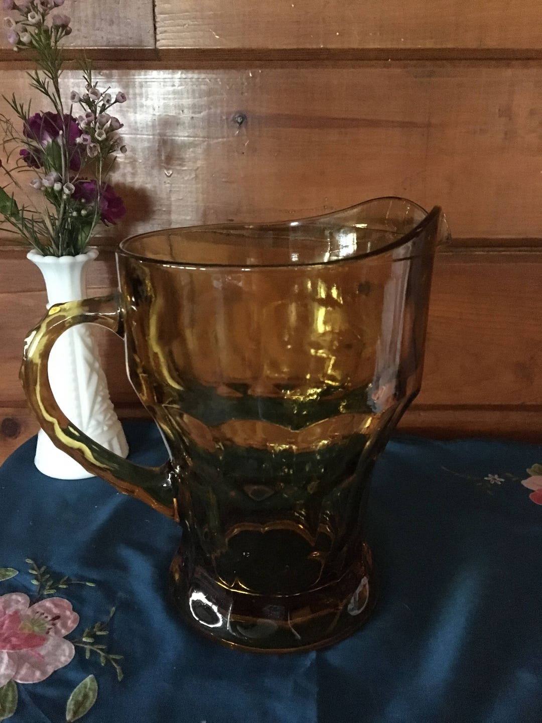 Vintage Amber Glass/yellow Glass Water Pitcher by Viking Glass - Etsy