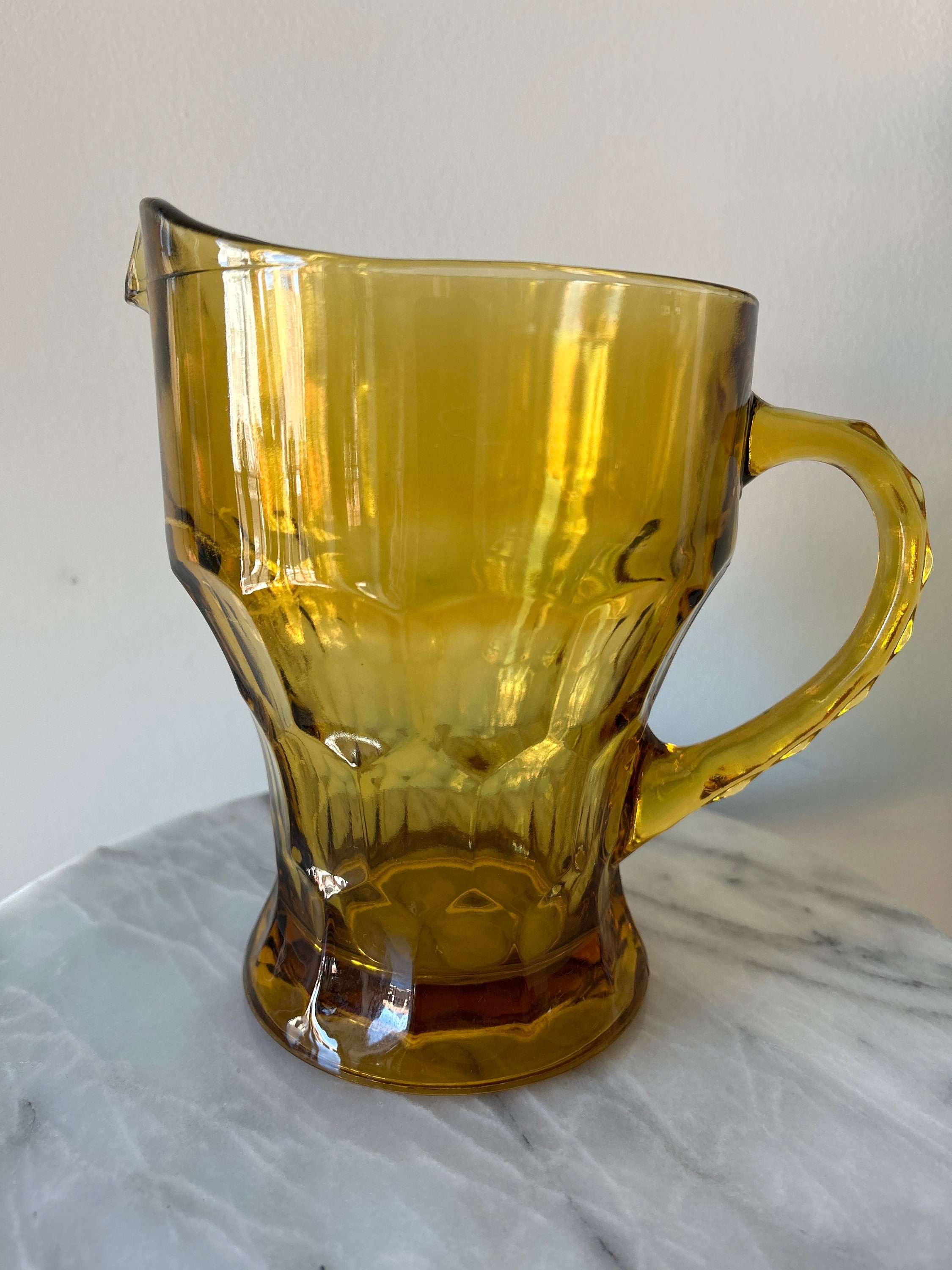 Vintage Amber Glass/yellow Glass Water Pitcher by Viking Glass - Etsy