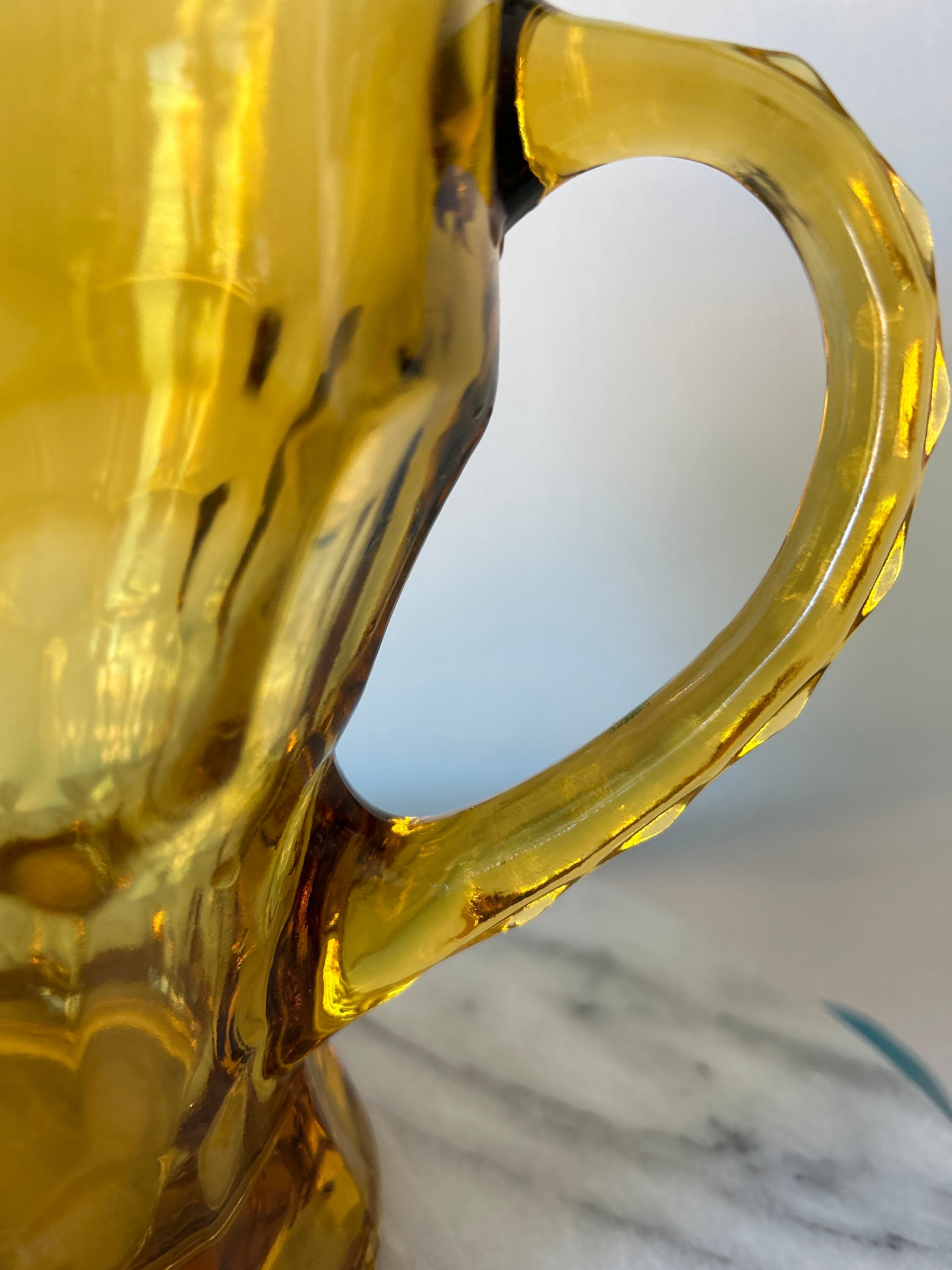 Vintage Amber Glass/yellow Glass Water Pitcher by Viking Glass - Etsy