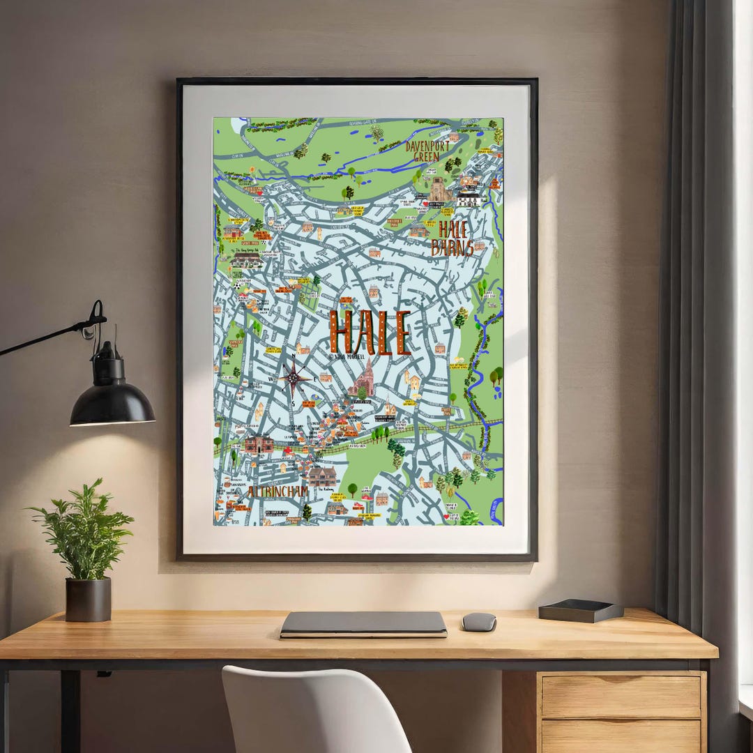 Illustrated Map of Hale, Hale Barns. A3 Print Only. Unframed and ...