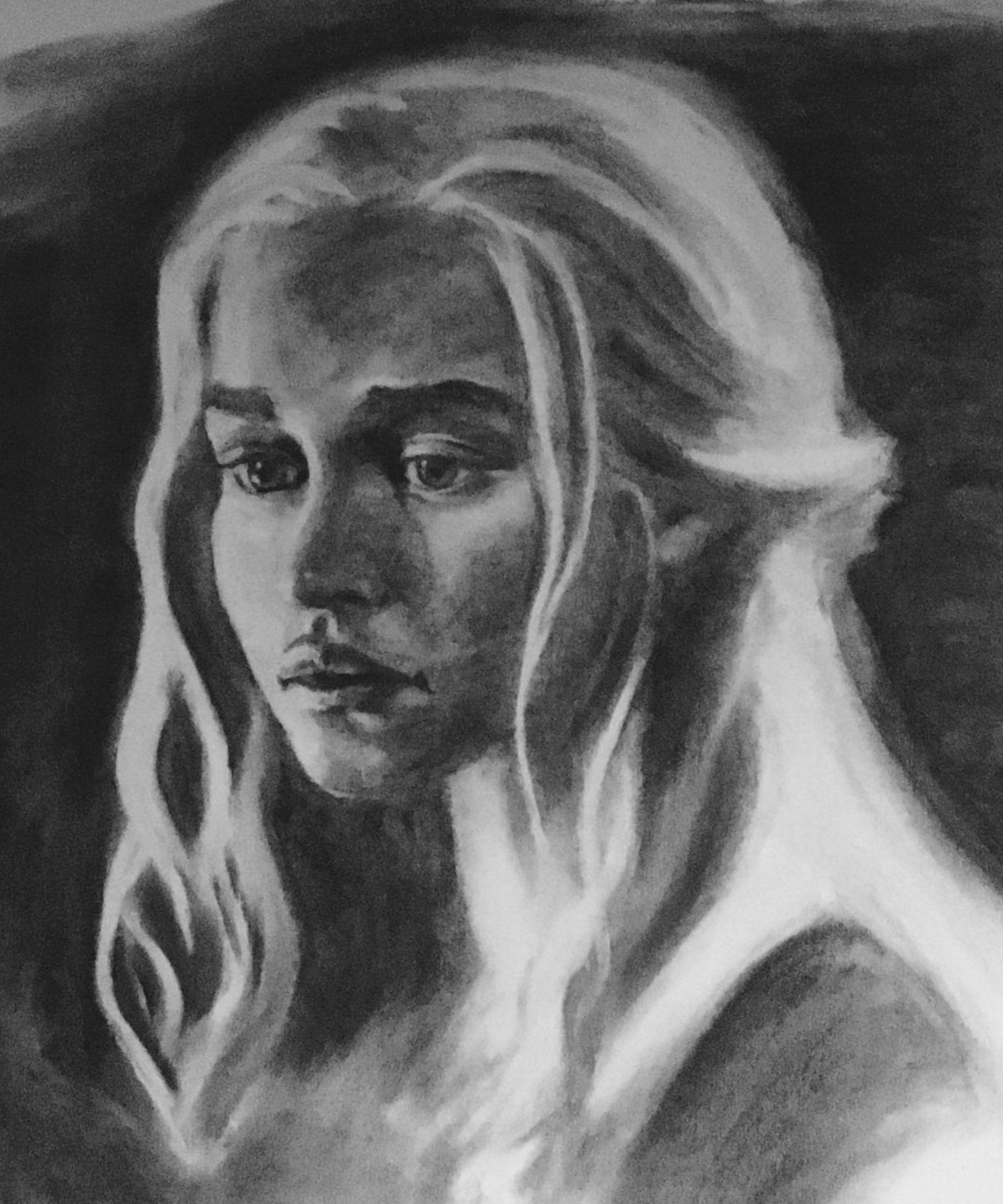 Khaleesi Daenerys. Game of Thrones. Original Charcoal Drawing. - Etsy