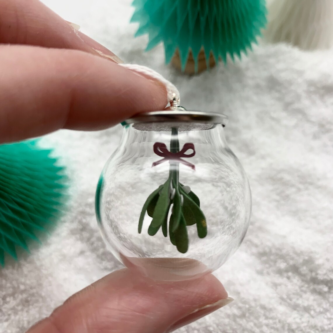 Miniature Mistletoe Glass Globe Hanging Decoration - Etsy UK