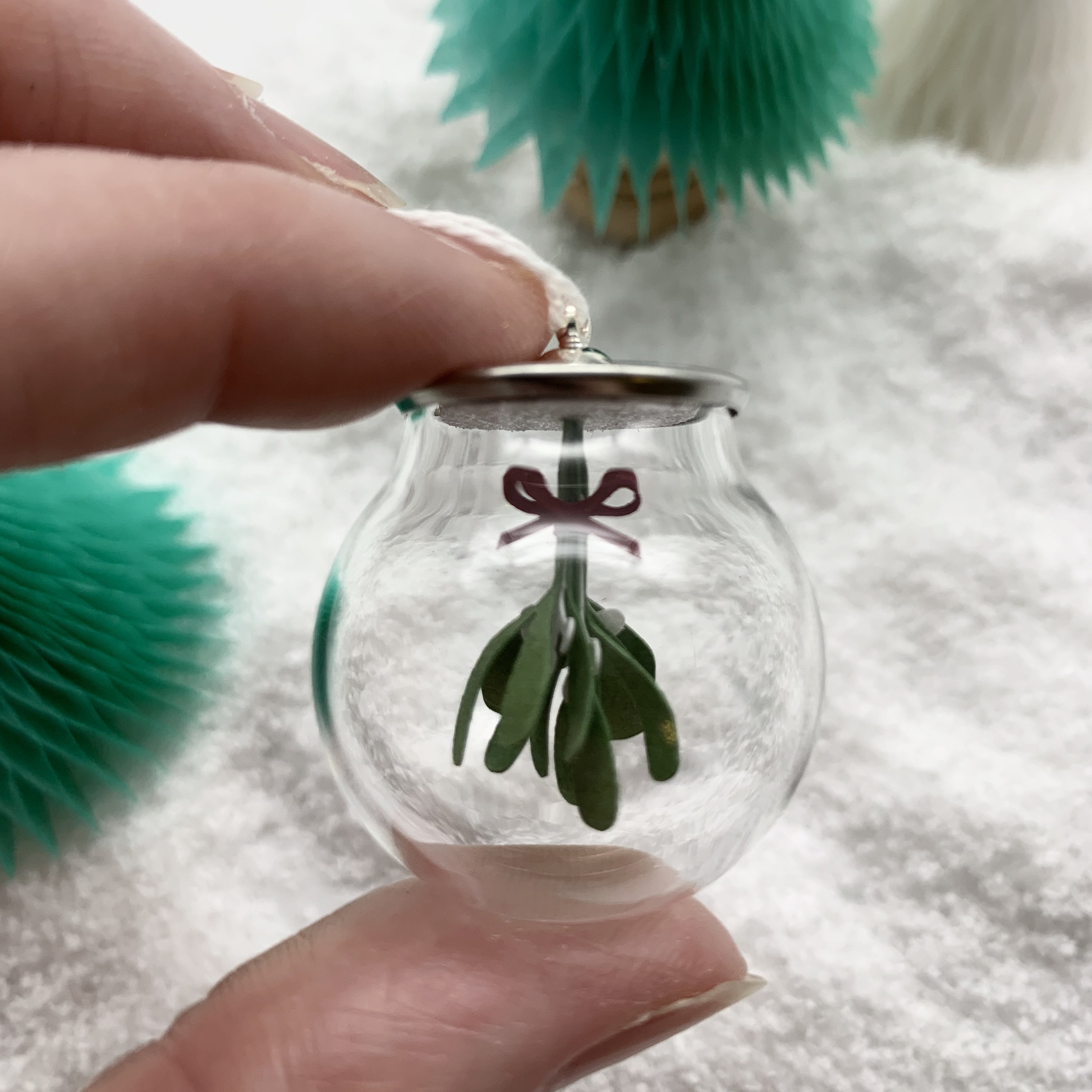 Miniature Mistletoe Glass Globe Hanging Decoration - Etsy UK