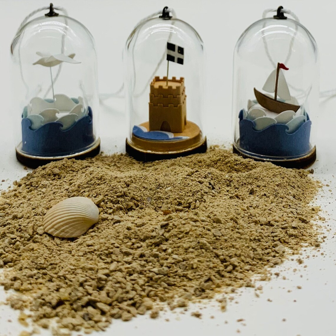 Coastal Themed Miniature Glass Dome With a Paper Swooping - Etsy